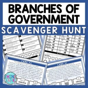 Branches of Government Scavenger Hunt - Reading Comprehension Activity ...