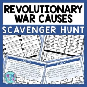 Revolutionary War Causes Scavenger Hunt - Reading Comprehension ...