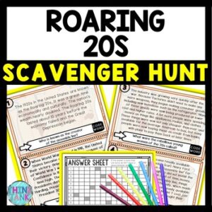 Roaring 20s Scavenger Hunt Reading Comprehension Activity - Think Tank ...