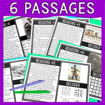 California Gold Rush Reading Comprehension and Puzzle Escape Room ...