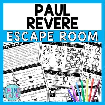 Paul Revere Escape Room - Task Cards - Reading Comprehension - Think ...