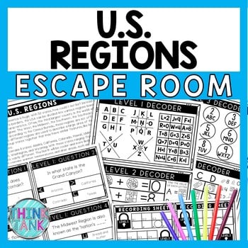 Regions of the United States Escape Room - Task Cards - Reading ...