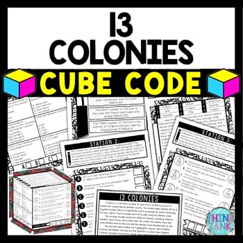 13 Colonies Cube Stations - Reading Comprehension Activity - Colonial ...