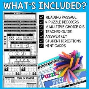 Marie Curie Escape Room - Task Cards - Reading Comprehension - Think ...