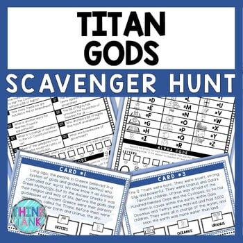 Titan Gods Greek Mythology Scavenger Hunt - Reading Comprehension ...