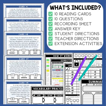 Titan Gods Greek Mythology Scavenger Hunt - Reading Comprehension ...
