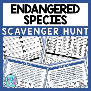 Endangered Species Scavenger Hunt - Reading Comprehension Activity ...